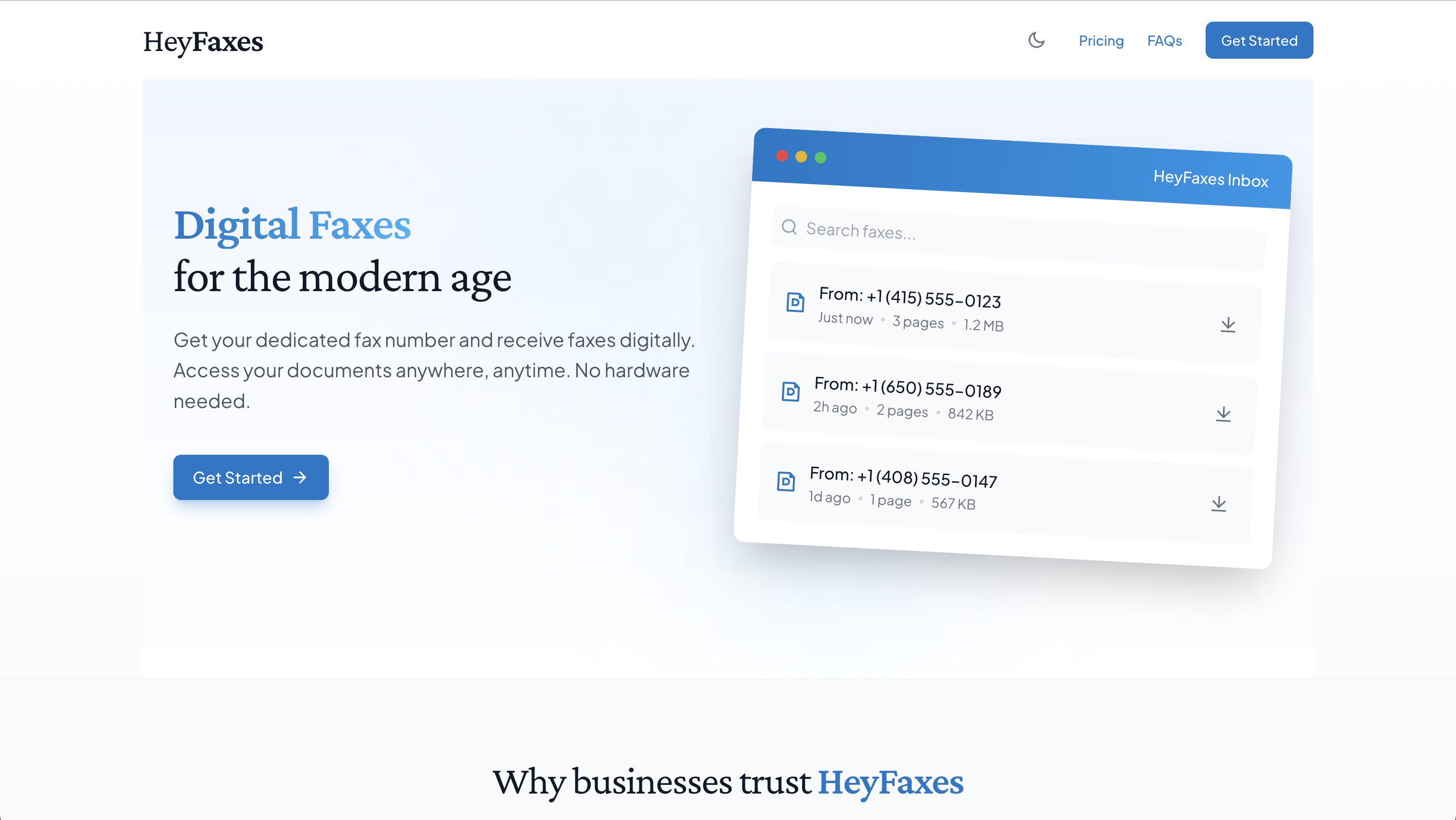 HeyFaxes - Your Digital Fax Inbox